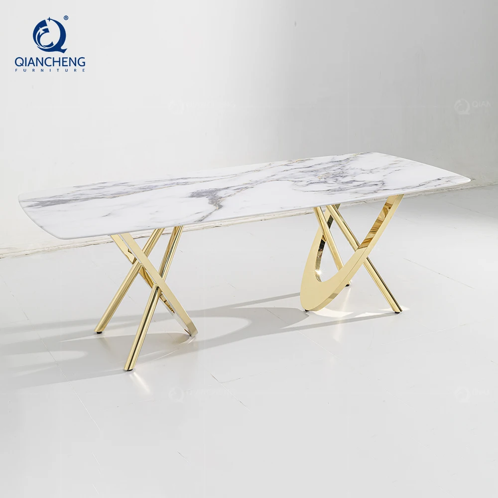 Qiancheng Minimalist Complete Marble Dining Set 200cm Luxus Esstisch ...