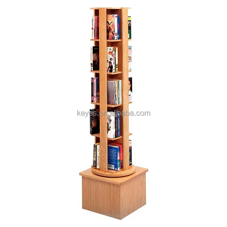 Custom Retail Store Library Floor Standing Wood Rotating Book Display ...