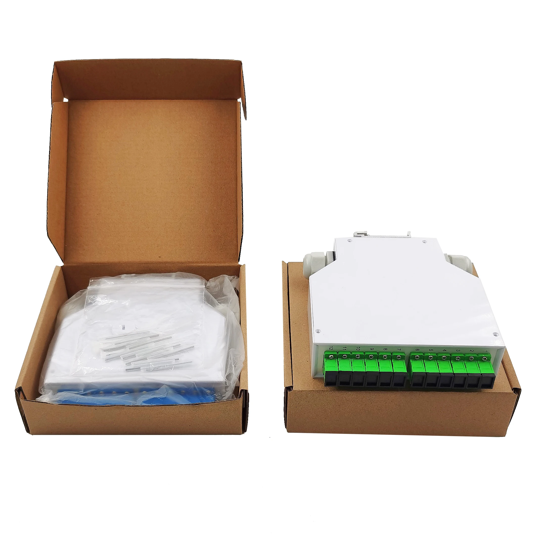 DIN Rail Plastic Fiber Optic Terminal Box 8 12 24Core Port Indoor Mount ...