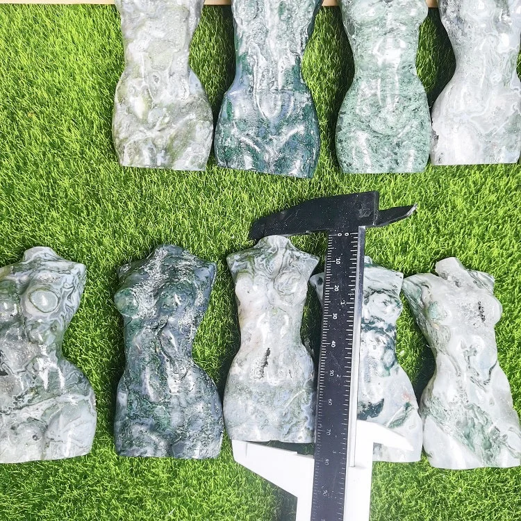 Wholesale Hand Carved Crystals - Female Model Moss Agate