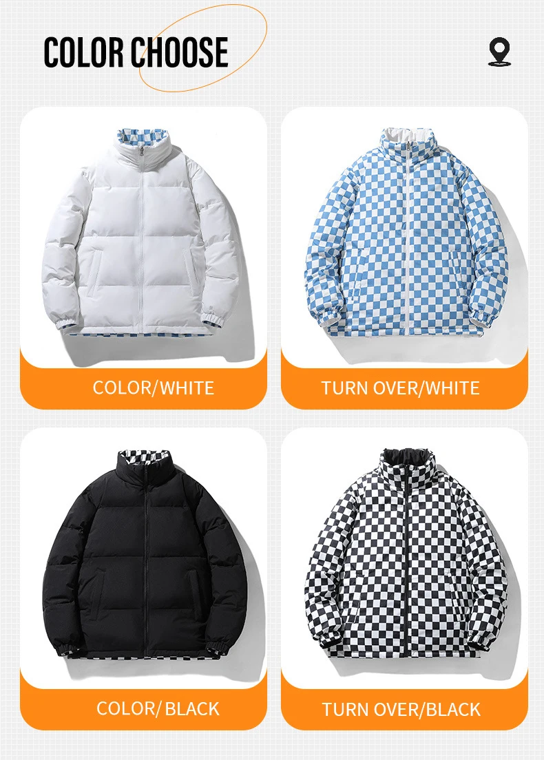 Customized All Over Design Double Sided Wear Thick Bubble Coat Men ...