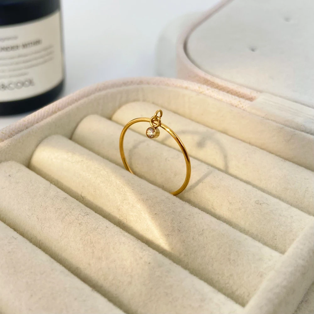 Extremely Slim Movable Diamond Ring Joyas De Acero Inoxidable Titanium ...