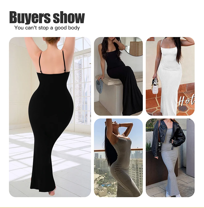Popular Shaper Dress Built in Shapewear Bra Sculpting Dresses Light ...