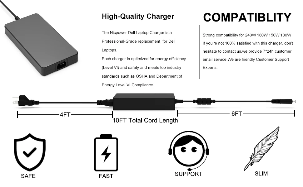 240W Dell Alienware Laptop Charger - Fast & Safe Power