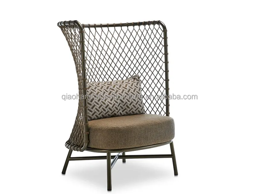 Outdoor High Back Rattan Rope Furniture Wicker Chair Leisure Sofa ...
