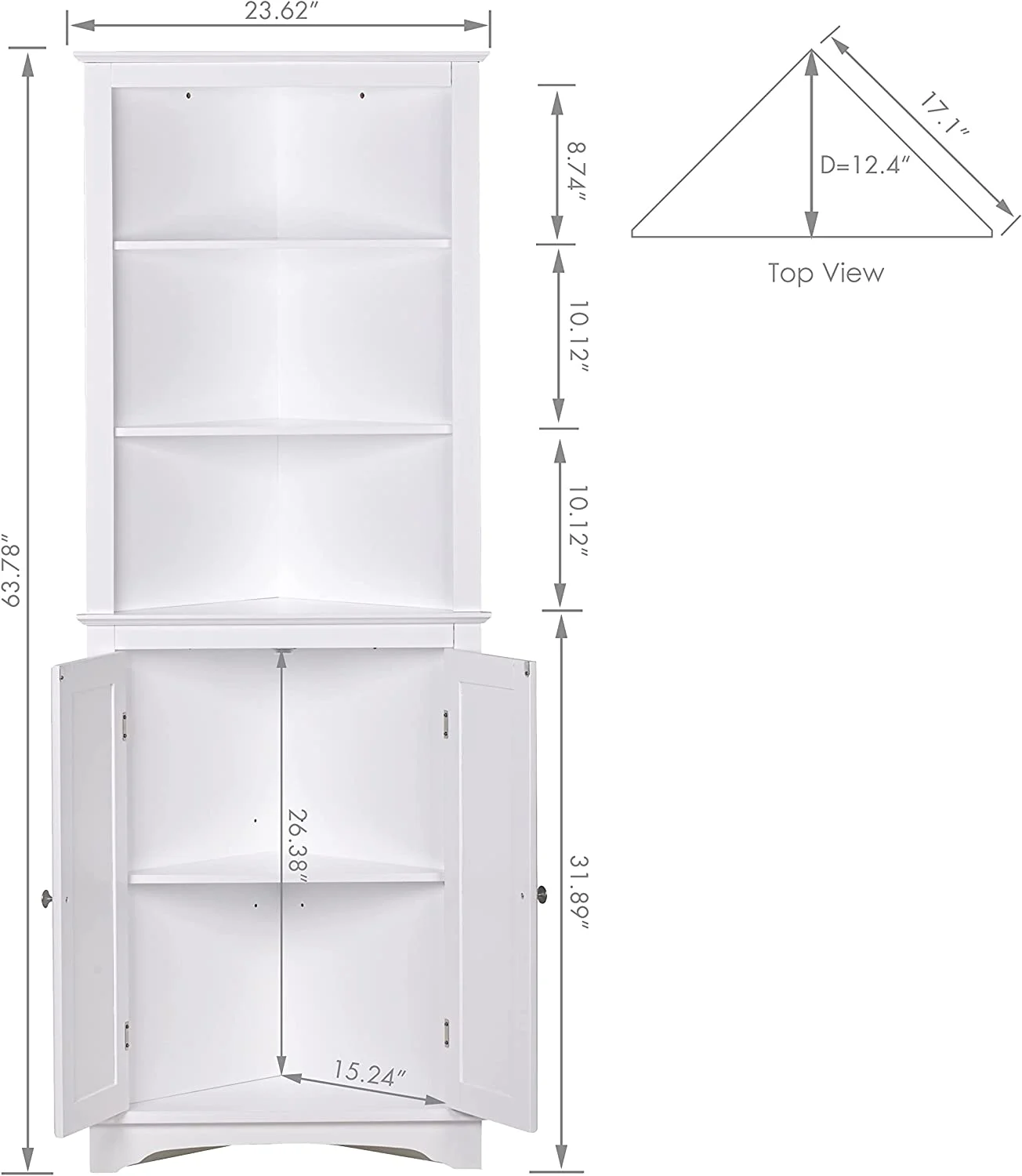 White Free Standing Corner Storage Cabinet For Bathroom Kitchen Living ...