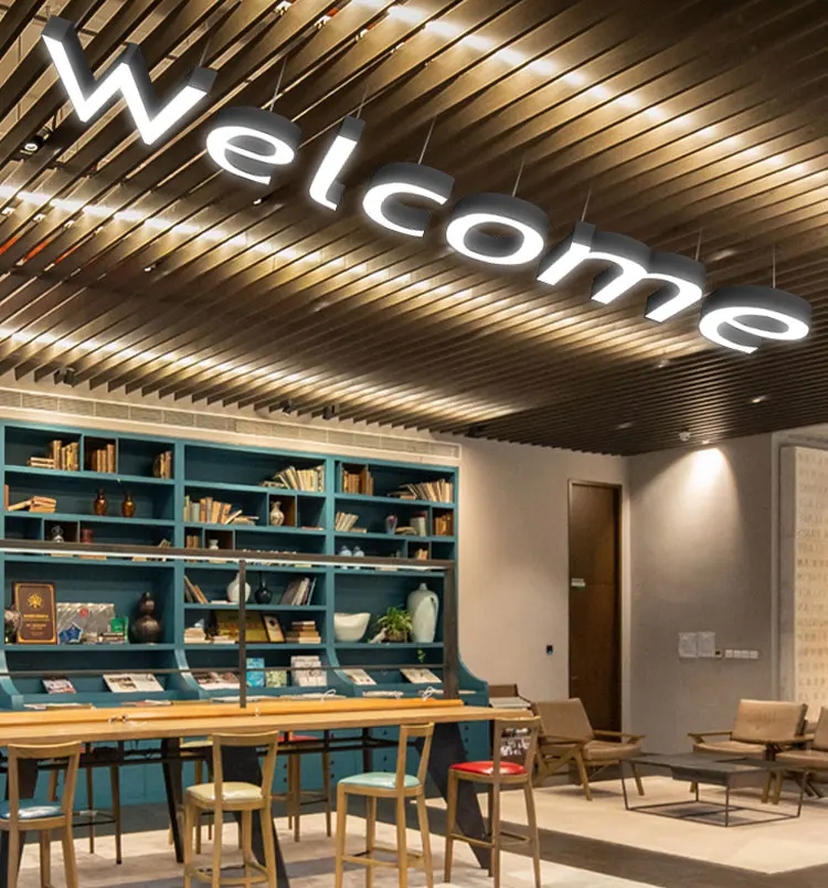 Modern Alphabet Chandelier Commercial Office Hanging Led Signage ...