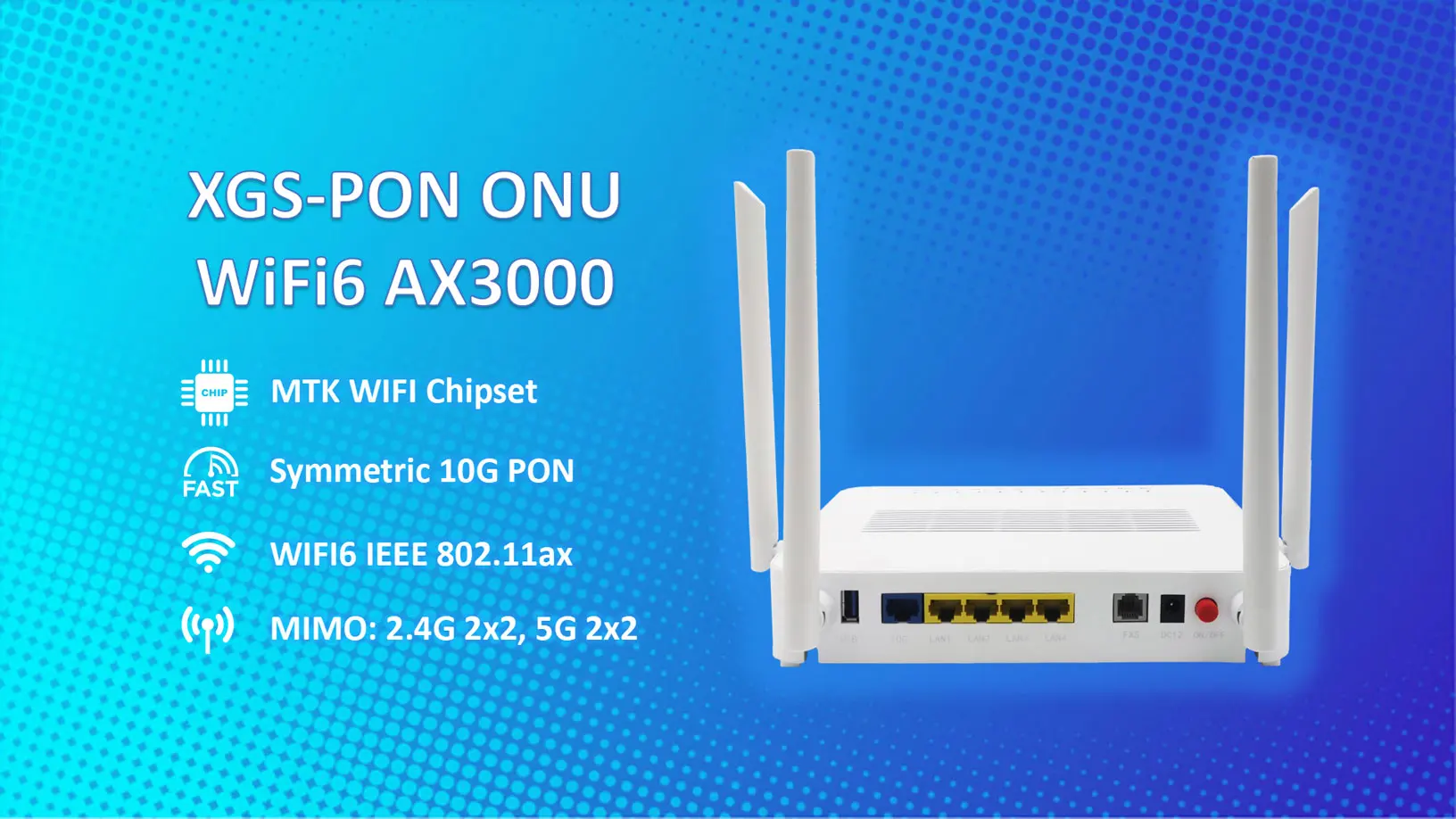 Symetric 10g Pon Xgspon Onu 10g+4ge+pots+wifi 6 Ax3000 - Buy Xgspon Ont xgspon Onu 10g Pon Onu ...
