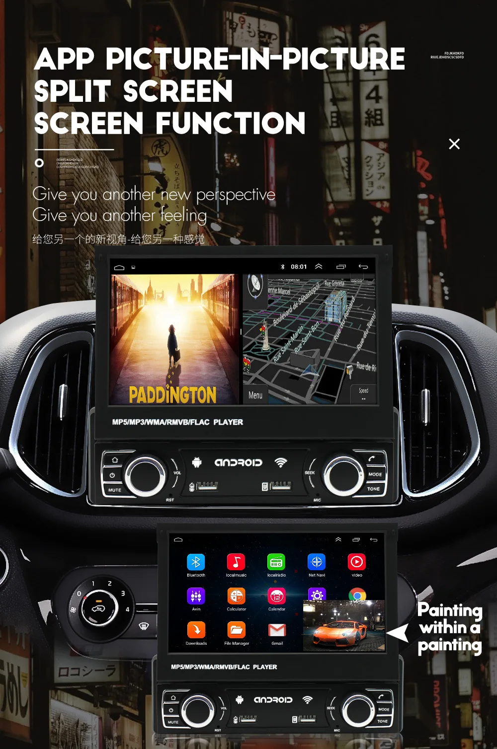 1 Din Android Car Radio - Universal MP5 Player with BT/GPS/WIFI