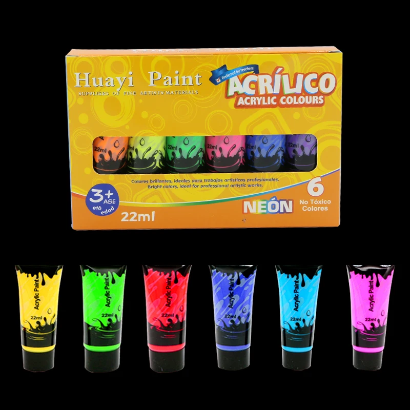 Bview Art 6 Colors 22 ML Neon Acrylic Paint for Painting Crafting ...