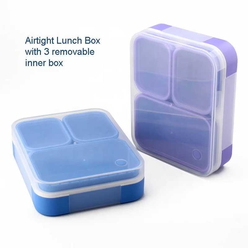 Food Grade Double Wall Pp Plastic Square Airtight Lock Food Lunch Box ...