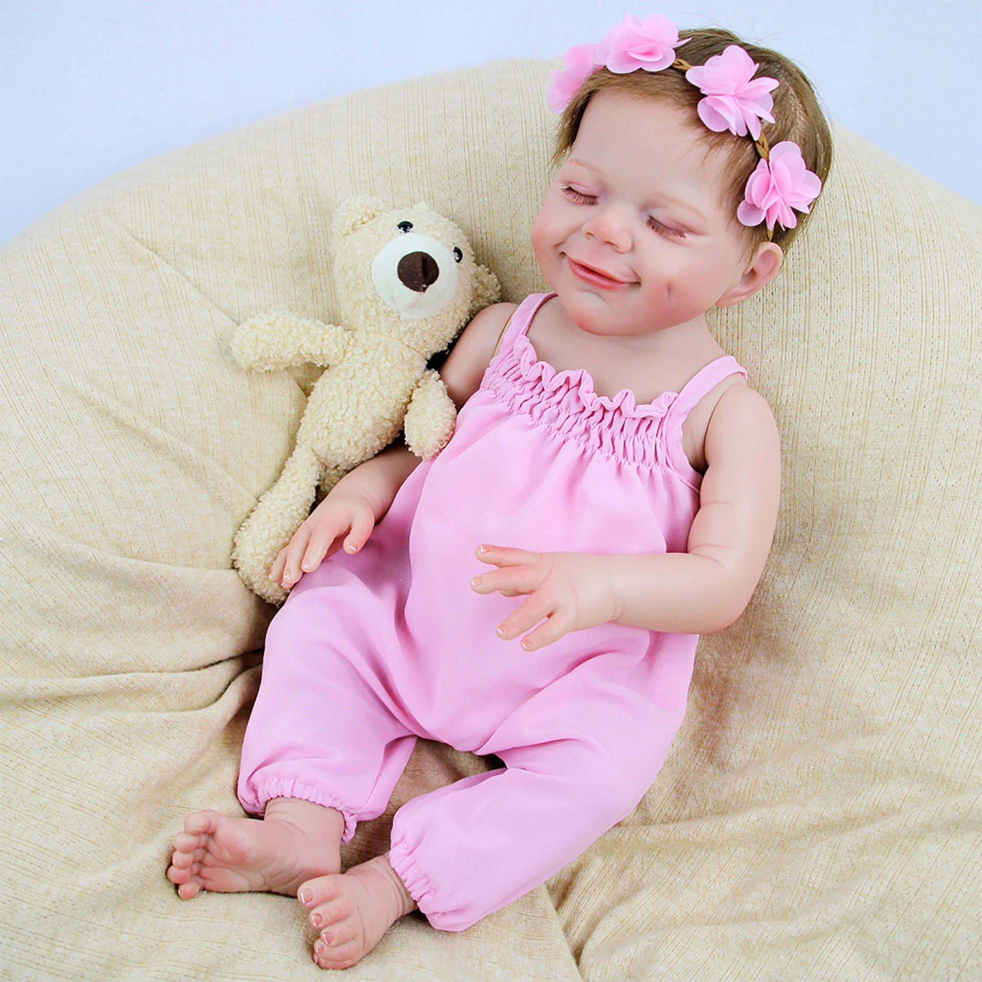 18" Soft Vinyl Silicone Realistic Baby Sleeping Girl Dolls Lifelike ...