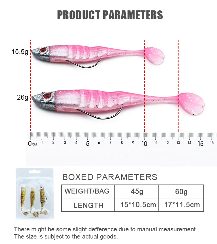 Thor Force Plastic Pvc Tpr Tpe Swimbait Artificial Soft 15.5g 26g Bait ...