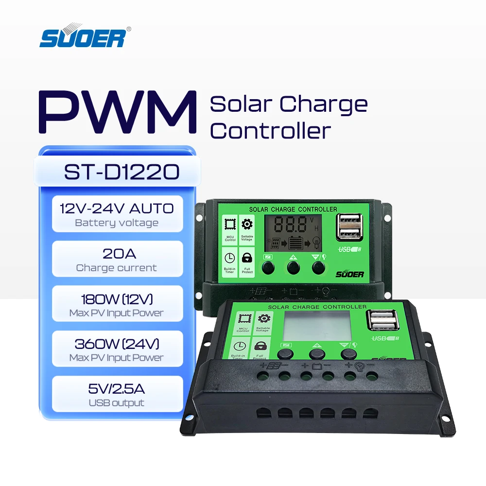 Suoer Intelligent Solar PWM Charge Controller with LCD Display Smart ...
