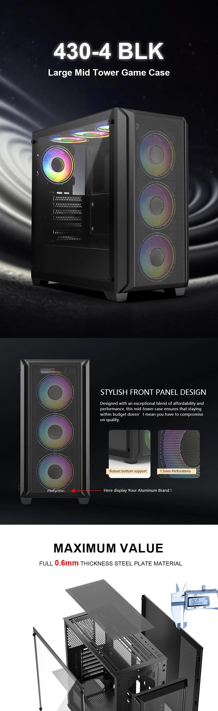 Wholesale 2024 New Trend Full Tower EATX PC Case - RGB Fans