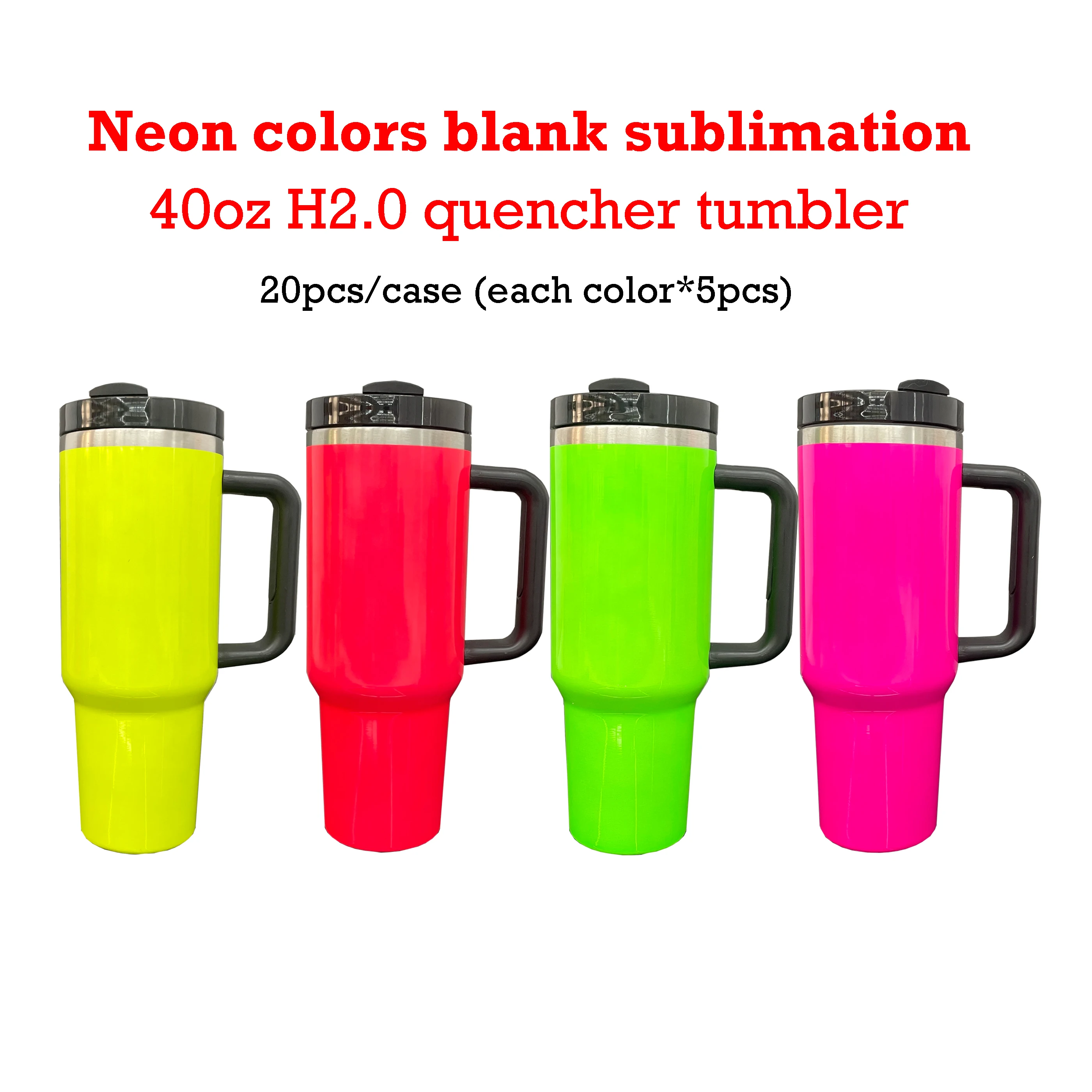 Blank Sublimation Neon H2.0 30oz 40oz Quencher Tumbler Cups With Handle ...