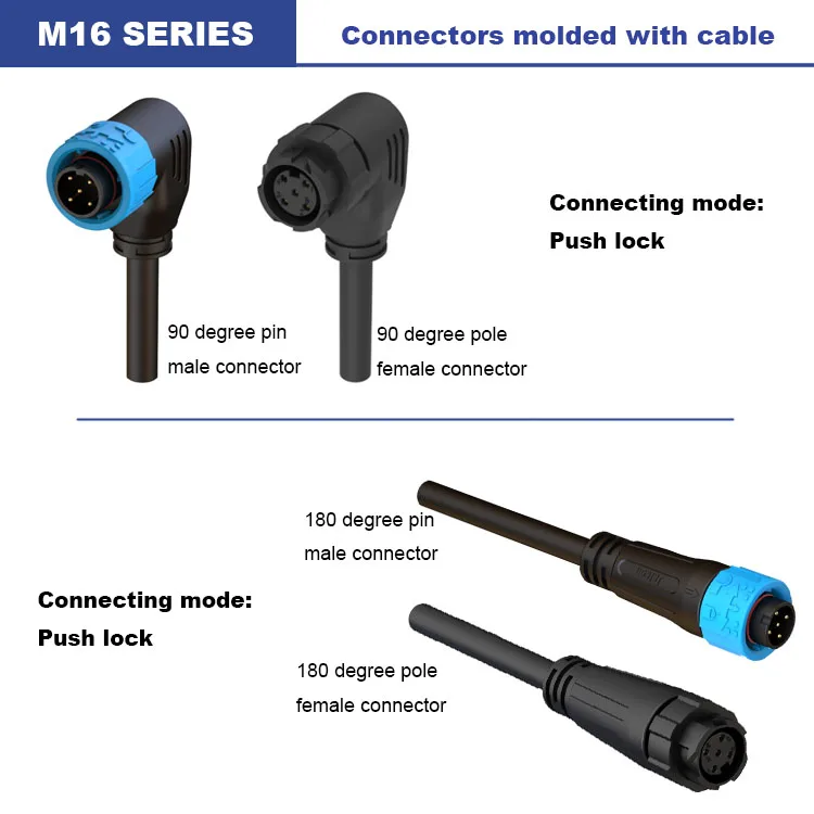 10a 2 Pin 3 Pin M16 Industrial Electrical Ip67 Protection Level Waterproof Male To Female 