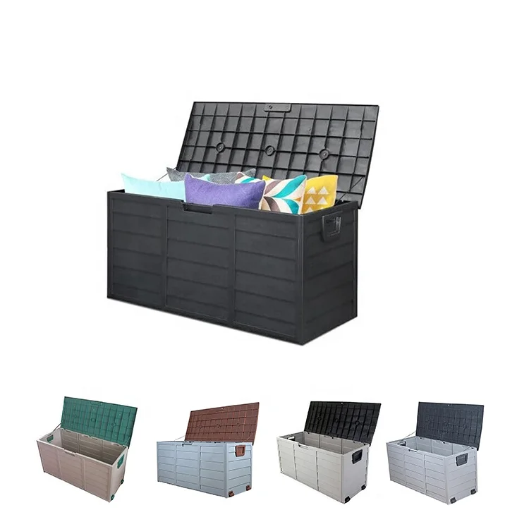 65 Gallon Garden Large Plastic Deck Storage Shed Box Toolbox ...