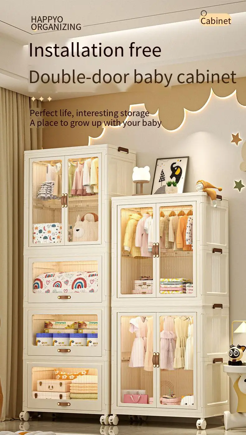 Transparent Plastic Folding Storage Cabinet For Household Snacks & Toys ...