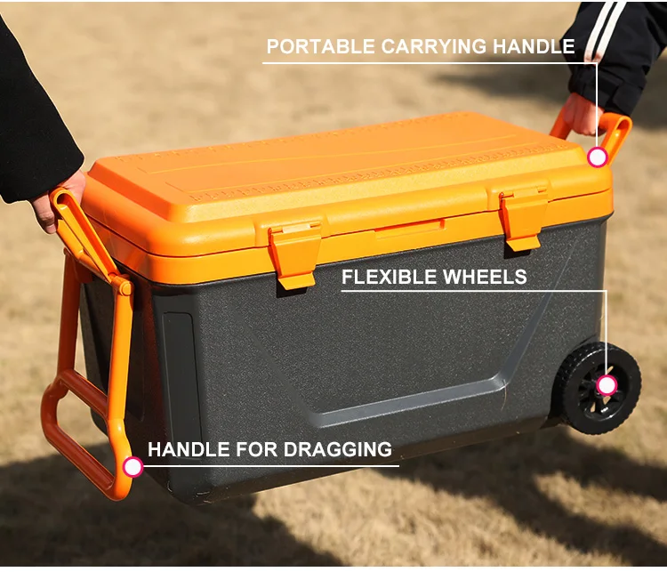 60L Ice Box With Wheels Large Ice Chest for Fishing Storage Container ...