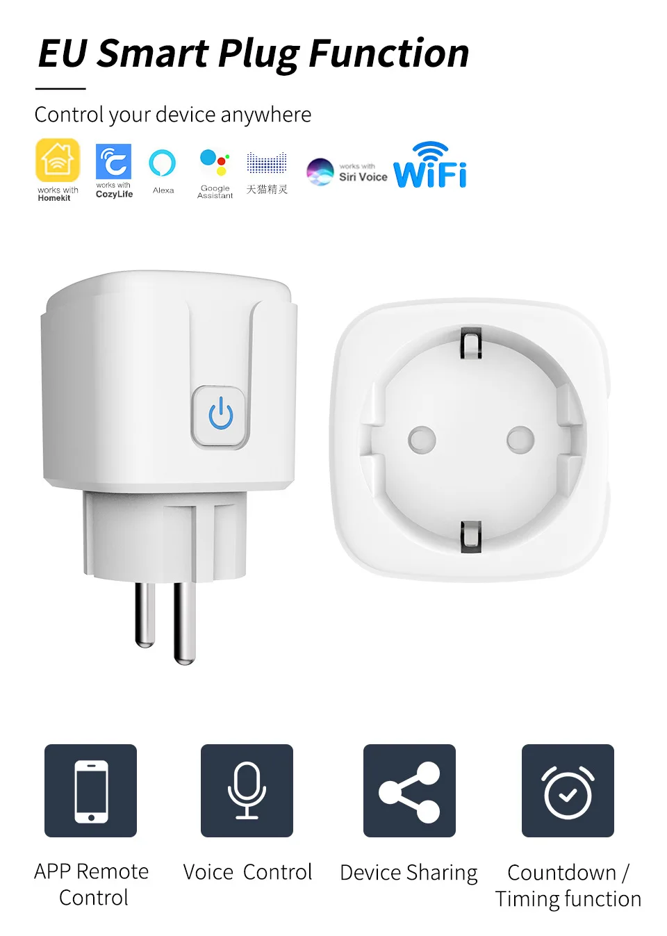 Tuya 16A/20A Smart Life Plug EU Plug Socket Alexa Google Assistant ...