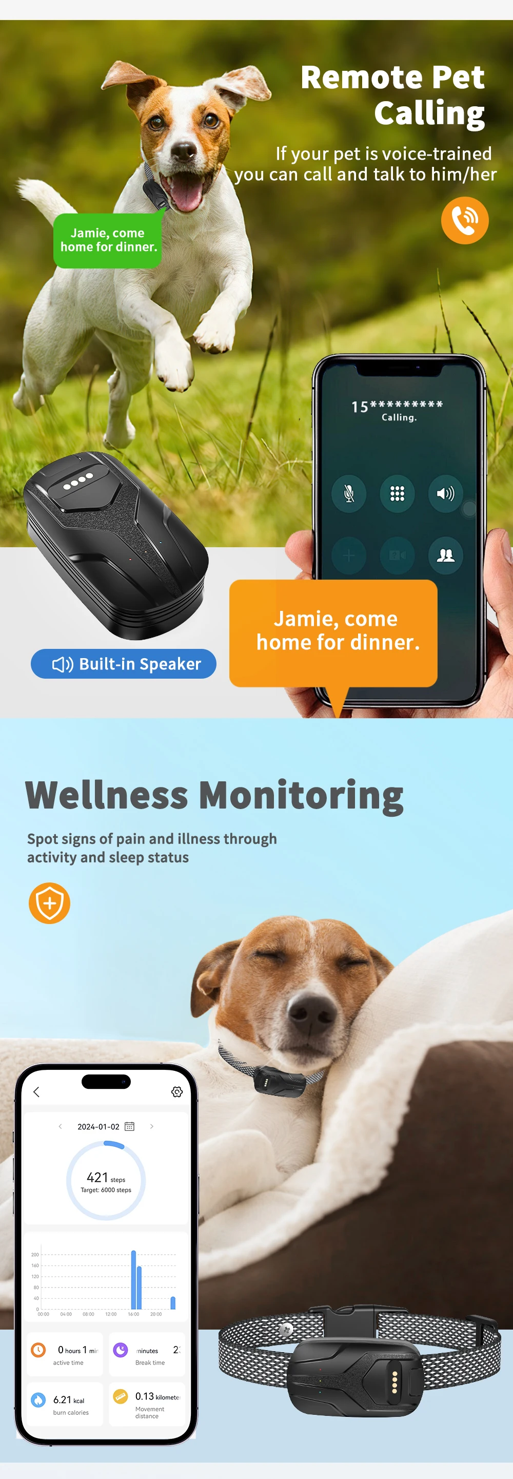 New Arrival 4g Pet Smart Tracking Device Cat Dog App Real Time Activity ...