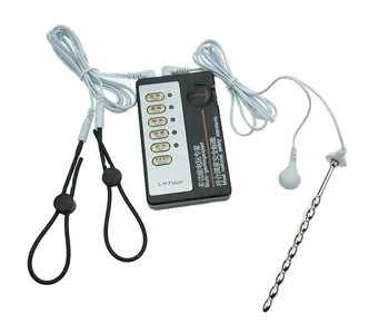 Adult Toy Men Electric Shock Penis Pump Cock Ring Urethral Sound Plug ...