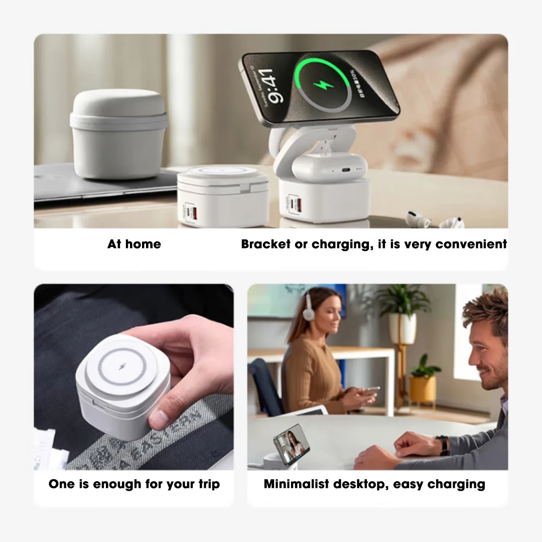 5 in 1 Charging Station Power Combo Multiple Desktop Wireless Charger ...