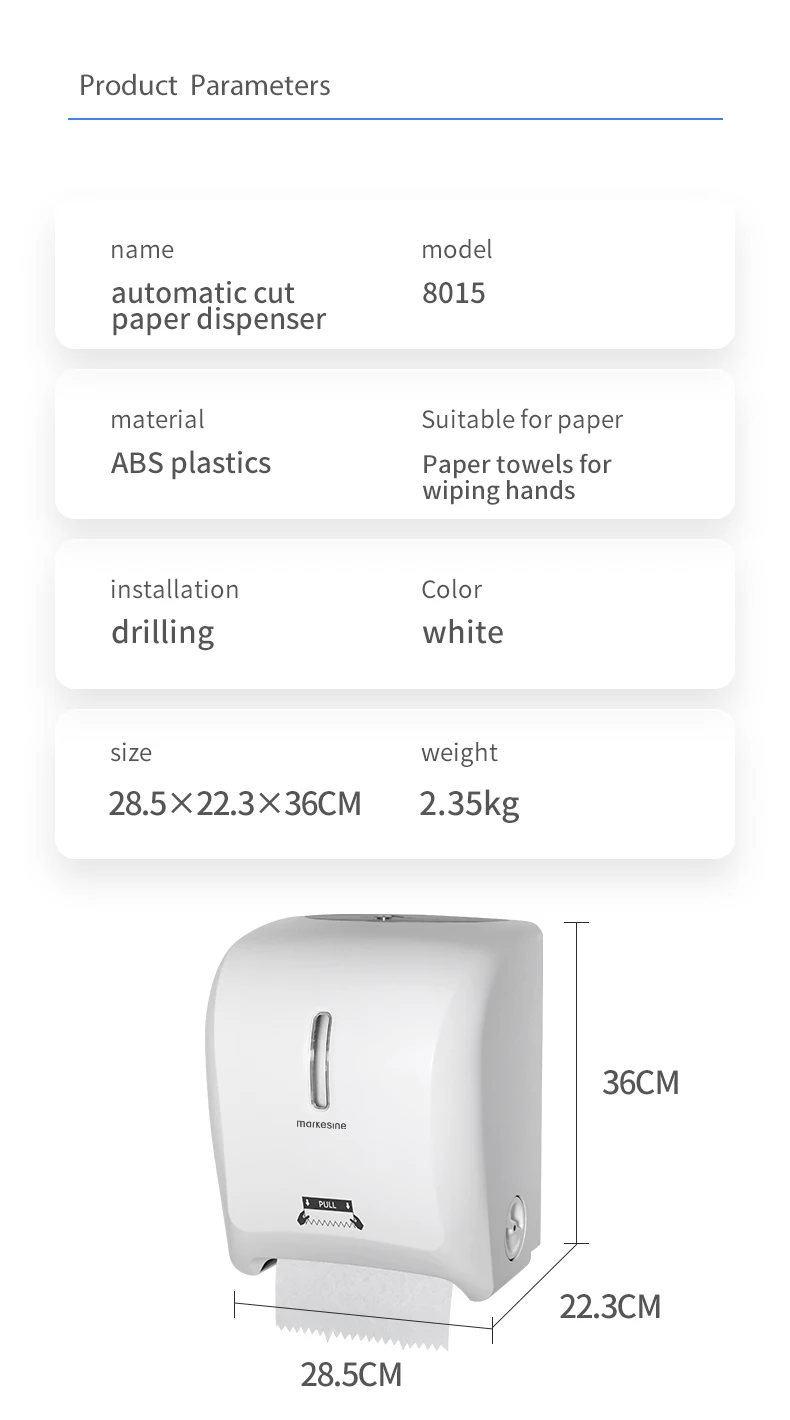 Hand Tissue Dispenser Wall Mounted Jumbo Roll Automatic Cut Paper Towel ...