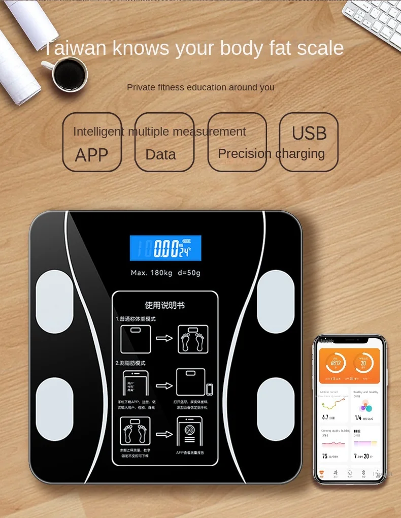 Body Human Weighing Intelligent Bluetooth Portable Electronic Fat Scale ...