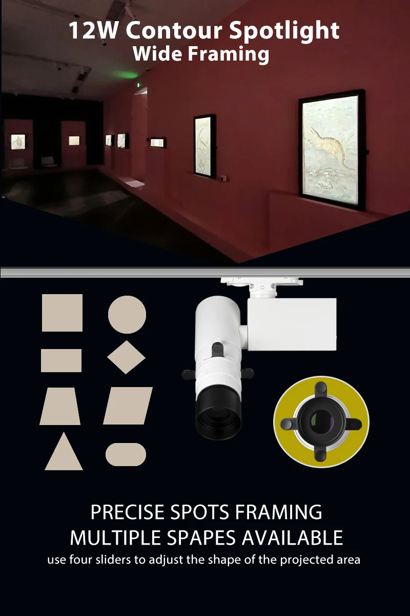 12W COB Fixed Spot Profile Light Precise Spots Shaping Wide Framing ...