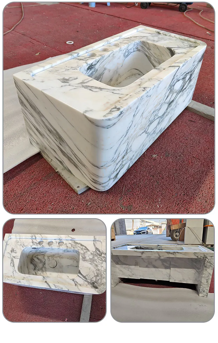 Customized Luxury White Calacatta Arabacato Marble Square Hand Washing ...