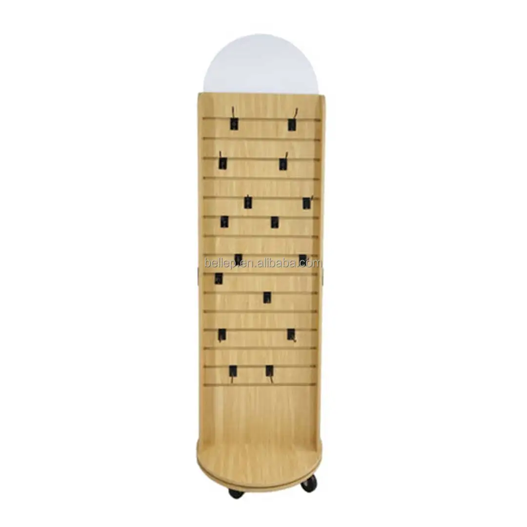 Floor Standing Wood Slatwall Rotating Display Stand for Jewelry ...