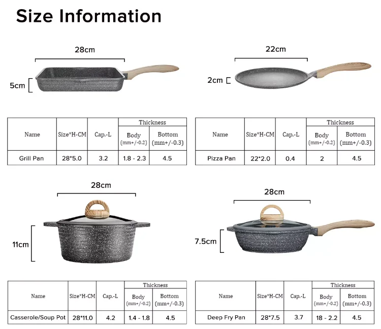 Oem 10pcs Cast Aluminum Cooking Pots And Frying Pans With Induction ...