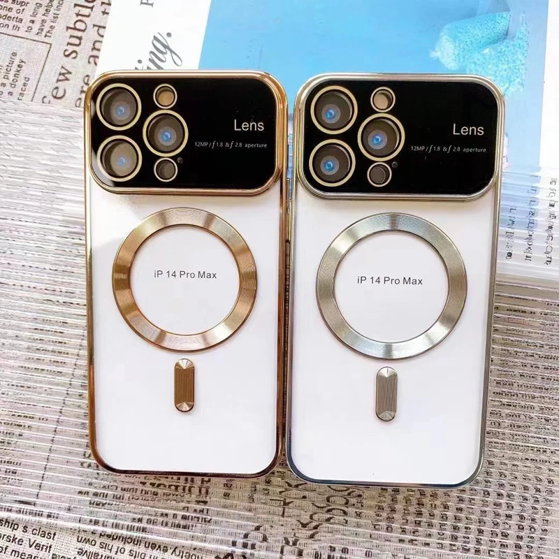 14 Pro Max Large Window Magnetic Wireless Charging Phone Case For ...