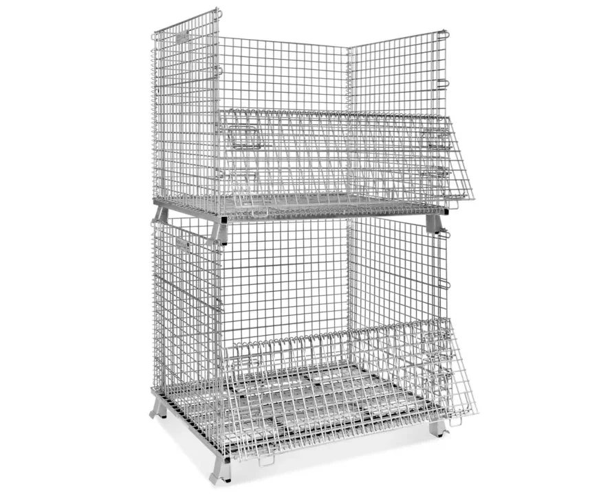 Transport And Storage Warehouse Collapsible Wire Mesh Pallet Cage ...