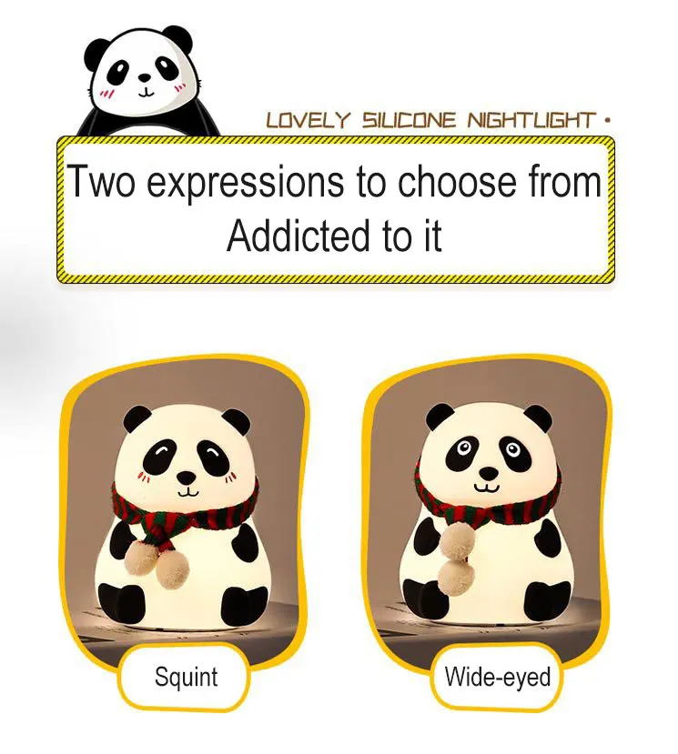 Yizhi Creative Mini Panda Silicone Lamp Usb Charging Colorful Pat Led ...