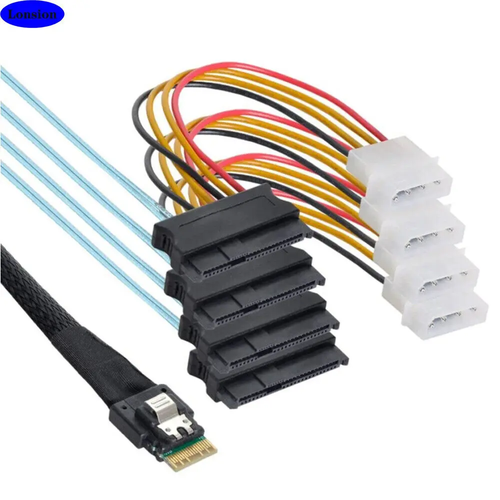 Mini Slimsas Sff-8654 4i To Sff-8482 With Power Supply Connection Cable ...