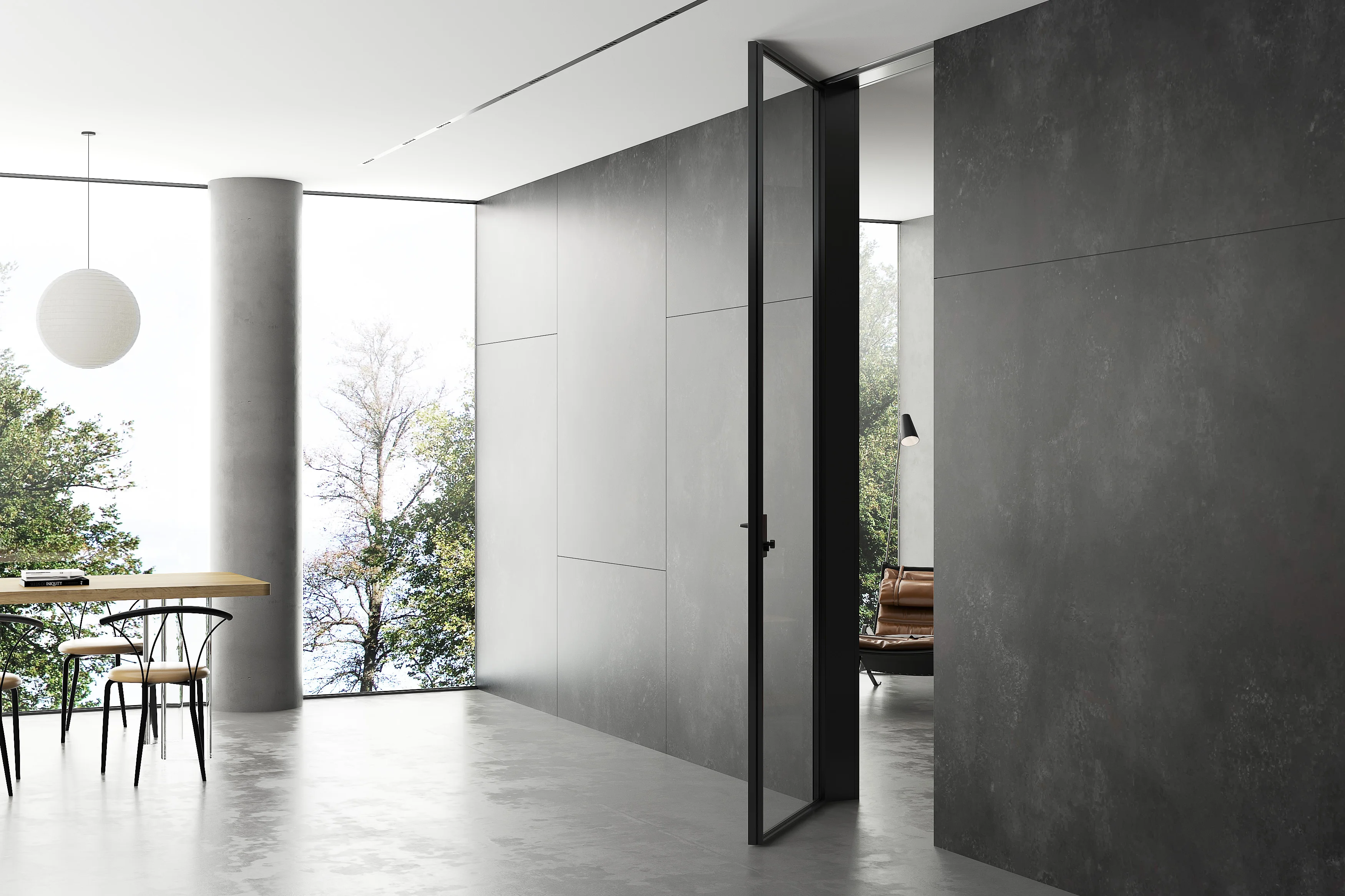 Modern New Frameless Swinging Glass Doors With Concealed Interior Glass ...