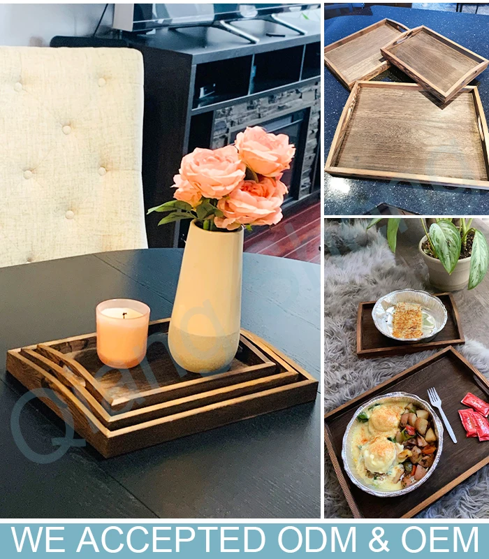 Wooden Nested Serving Trays Natural Wood Trays With Handles For Craft ...