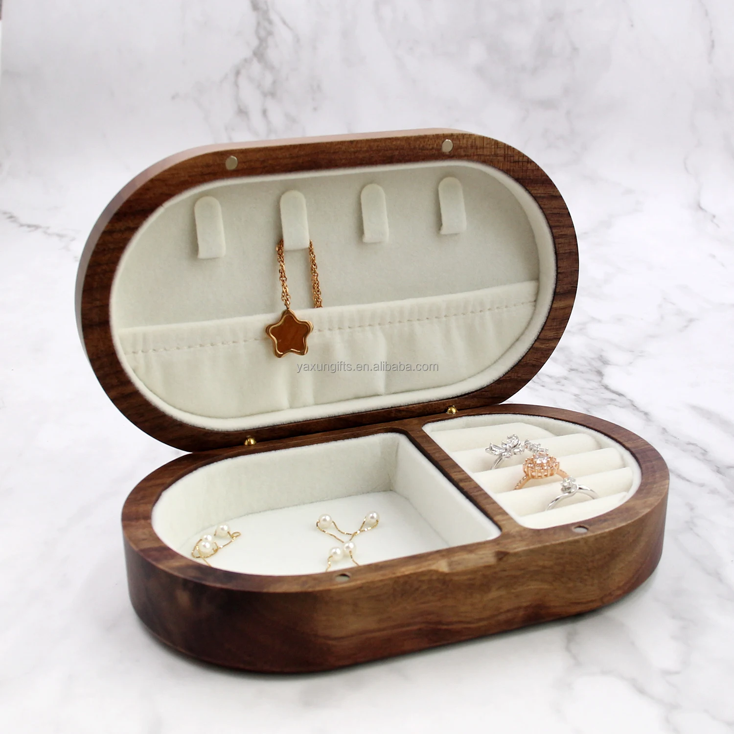 Oval Jewelry Box Travel Case for Women Custom Engraved Jewelry Box ...