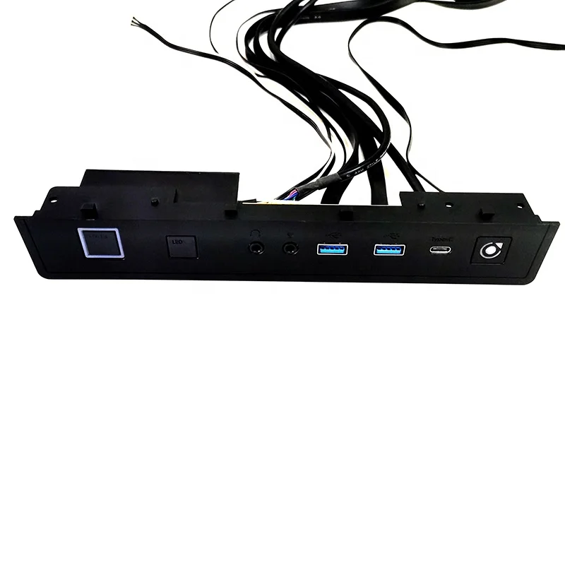 PC Case Front Panel with Dual USB 3.0, Type C, LED, & Audio