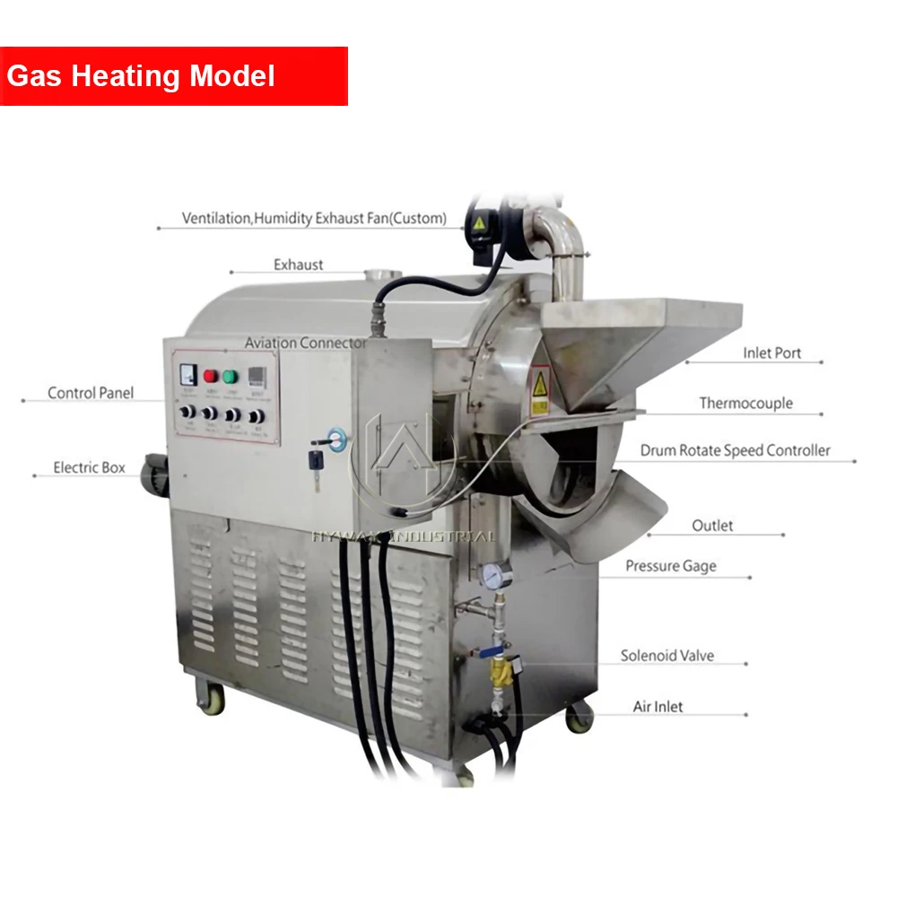 30kg/batch-500kg/batch Soya Roaster Oat Roaster Chinese Roaster