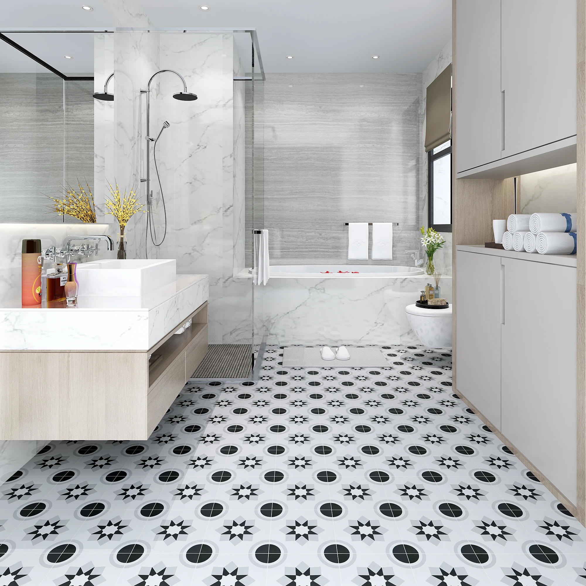 200x200 Encaustic Ceramic Porcelain Flower Tile For Living Room And ...