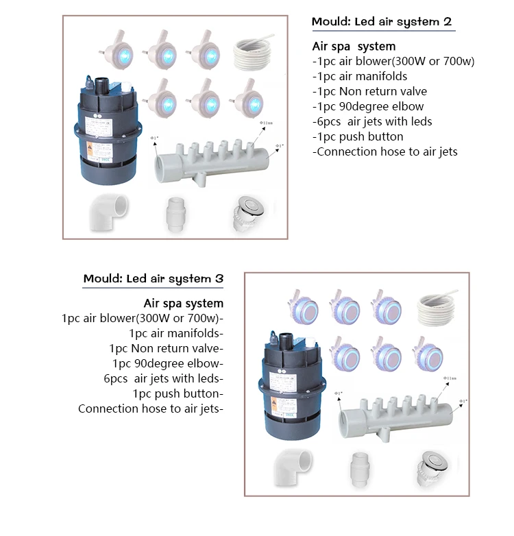 Modern Hot Tub Massage Bathtub Whirlpool Bubble Spa Led Air System ...
