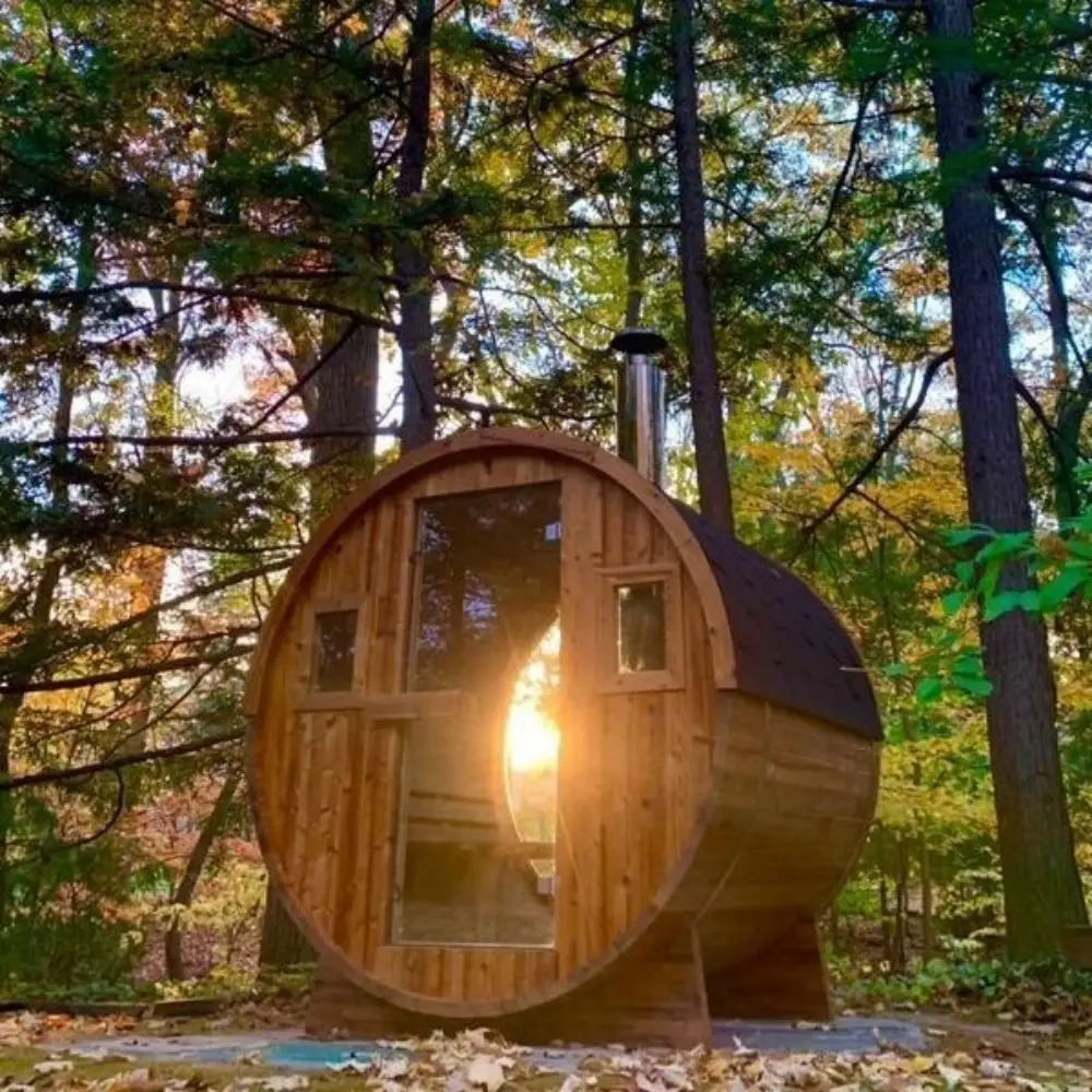 Traditional Outdoor Steam Barrel Sauna Room Popular Panorama Window ...
