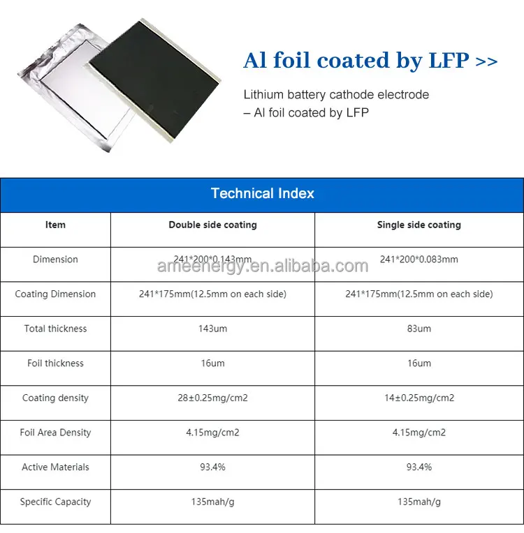 Lithium Ion Battery Cathode Electrode Sheet LFP Lifepo4