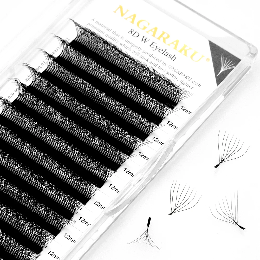 NAGARAKU 8D W Shape Hand Waved Premade Fans Eyelash Extensions