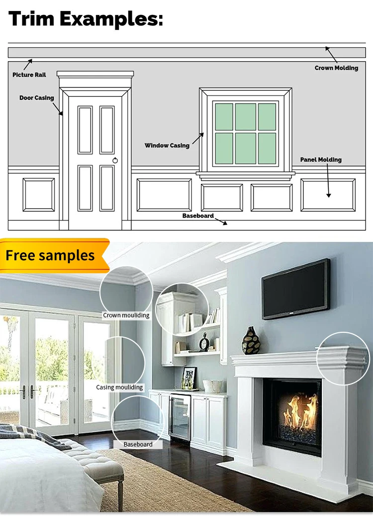 White Primed Wood Decorative Ceiling Cornice Moulding