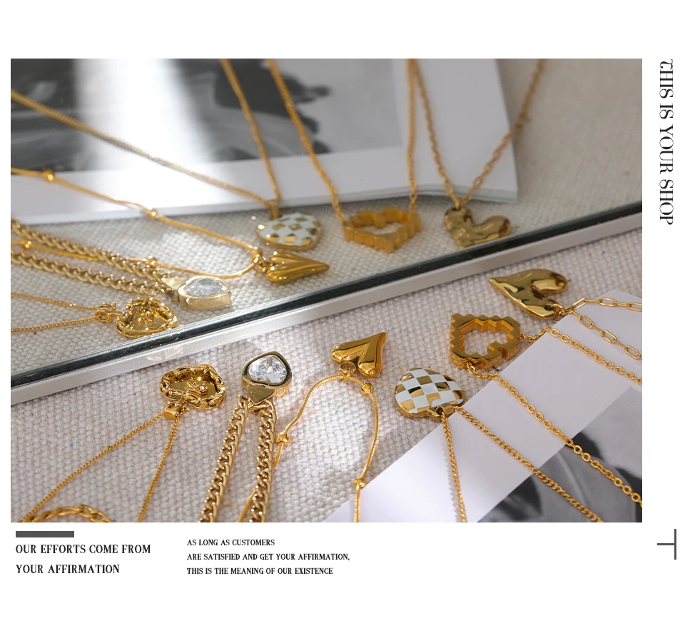Jinyou 1827 Stainless Steel Heart Pendant Necklace 18k Gold Plated ...